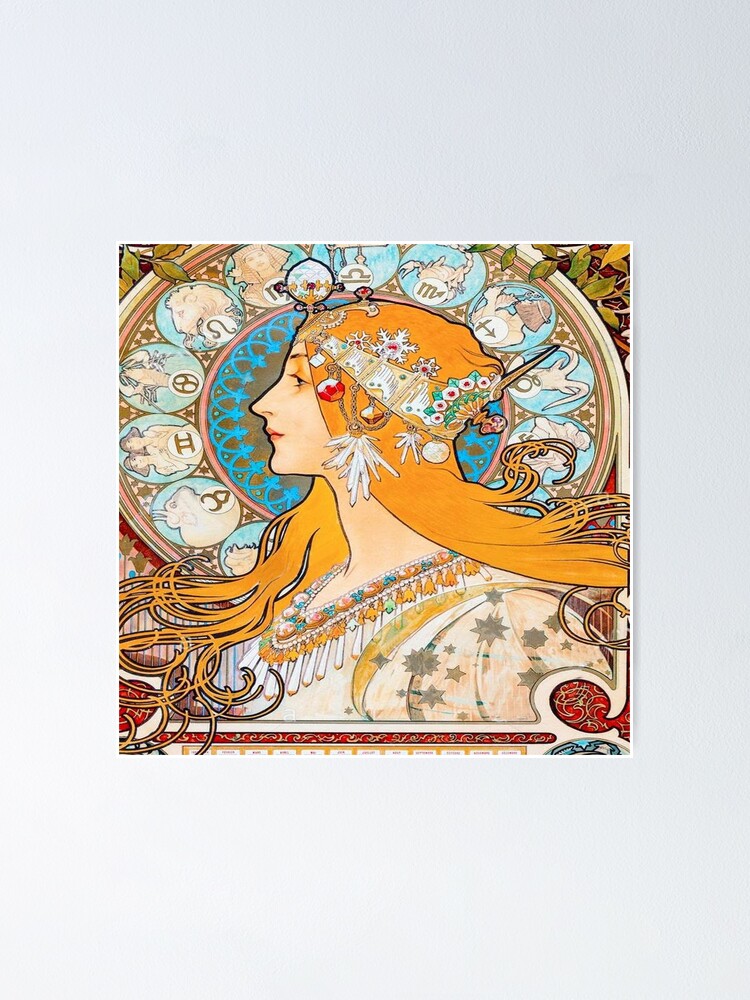 "alphonse mucha la plume- horoscope- goddess" Poster for Sale by ...