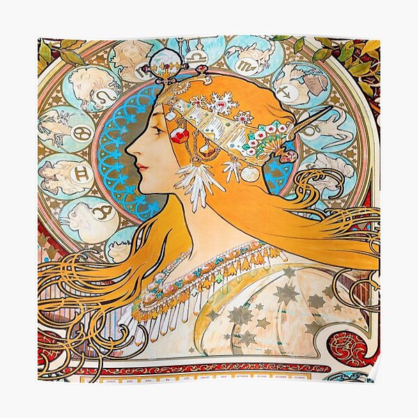 "alphonse mucha la plume- horoscope- goddess" Poster for Sale by ...