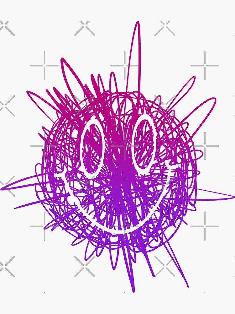 "Pink and Purple Scribbled Smile " Sticker by MrClouds | Redbubble