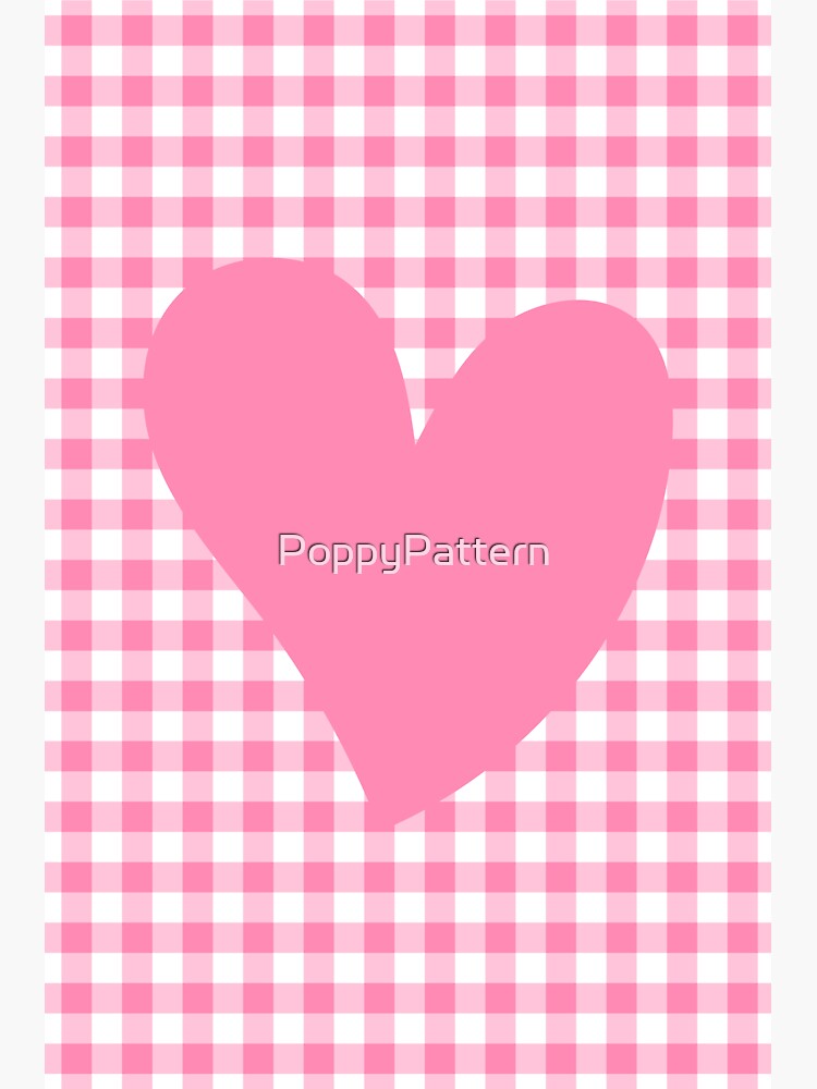 "Copy of check pattern pink with heart" Sticker by PoppyPattern | Redbubble