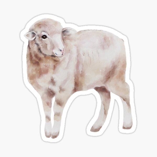 " Watercolor White Sheep Spring Animals Farm Farmers " Sticker by Mr ...