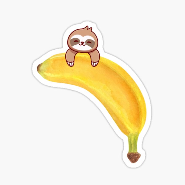 "Beautiful Sloth And Yellow Banana Art" Sticker by virillanissa | Redbubble