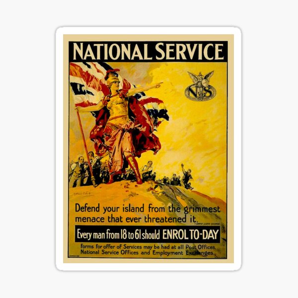 "NATIONAL SERVICE: Vintage War Enrollment Print" Sticker for Sale by ...