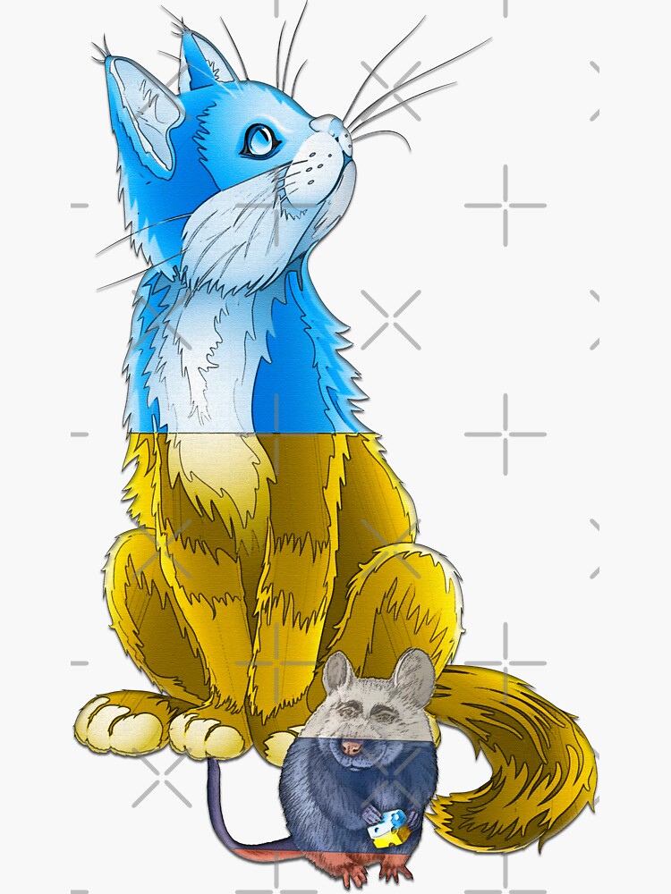 "Ukrainian Cat and Putin Rat! " Sticker by marynaeller | Redbubble