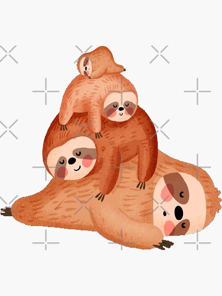 "Beautiful Sloth Stack Art" Sticker by virillanissa | Redbubble