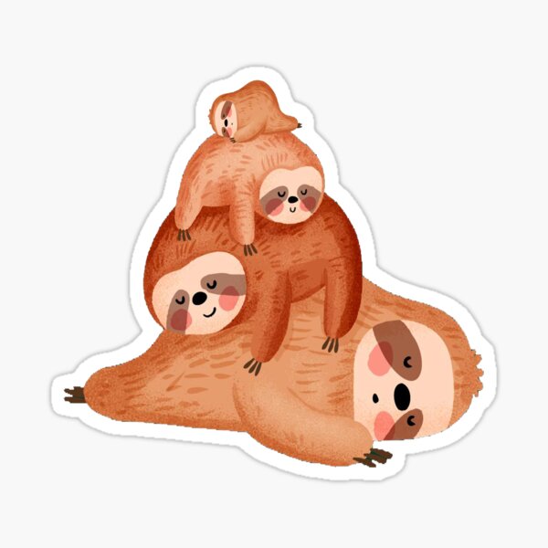"Beautiful Sloth Stack Art" Sticker by virillanissa | Redbubble