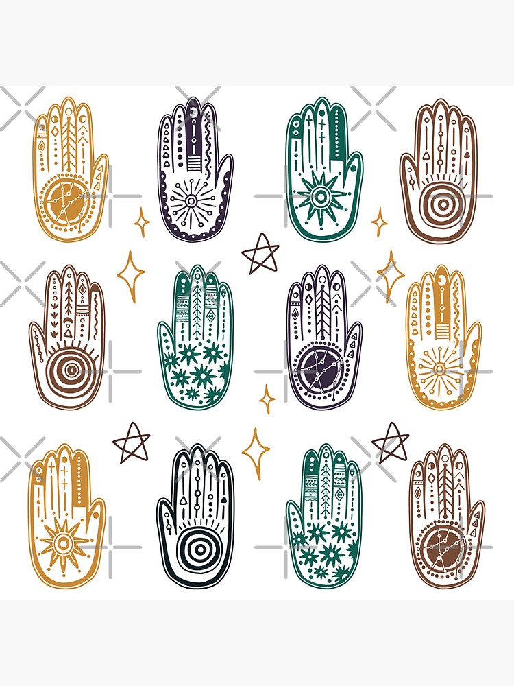 "Hamsa collage, hamsa and stars, colorful hamsa evil eye" Sticker for ...