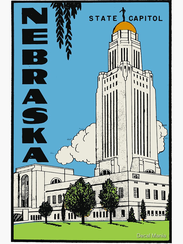 "Vintage Style Nebraska Capitol" Sticker by zsonn | Redbubble
