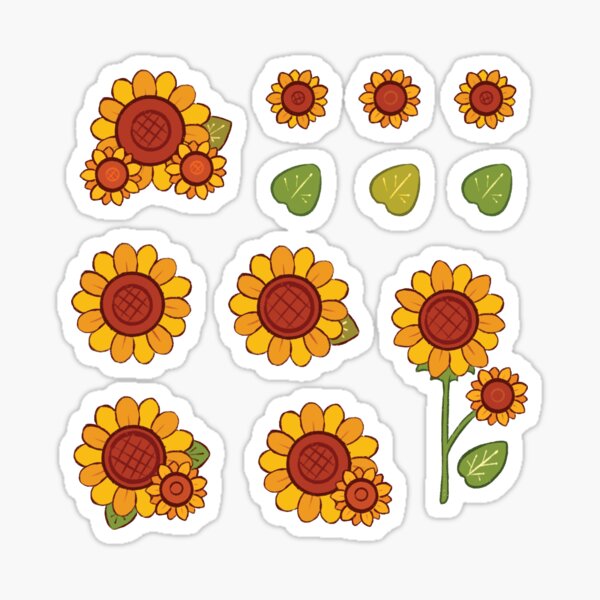 "Sunflower Set" Sticker for Sale by crumbee | Redbubble