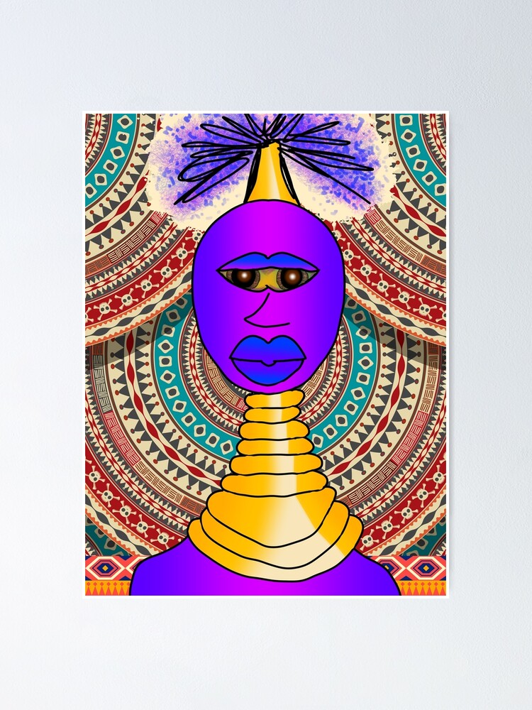 "African Long Neck Abstract Purple Figure/Afrocentric Art" Poster for ...