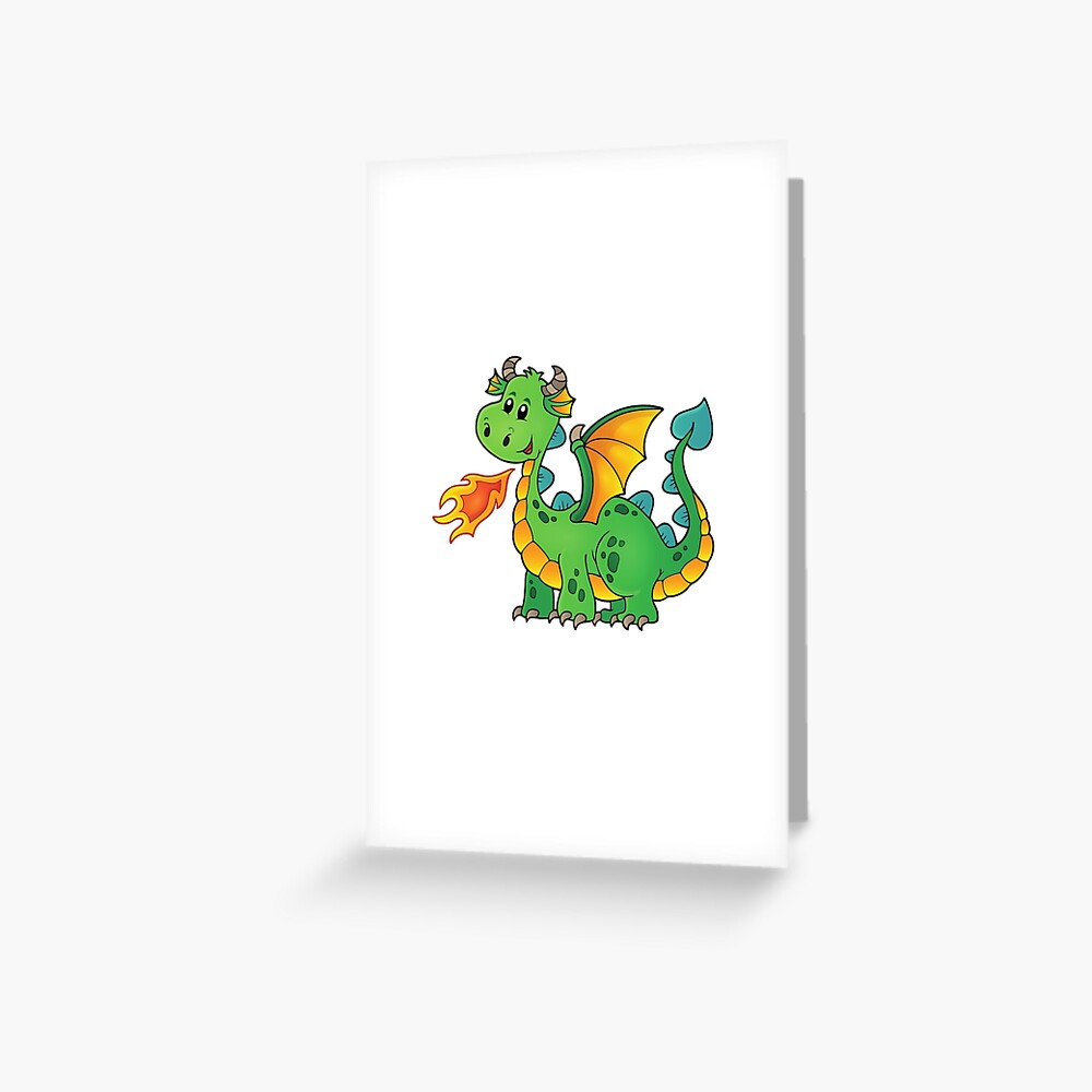 "Cartoon Cute Dragon" Greeting Card for Sale by cartoon-stories | Redbubble