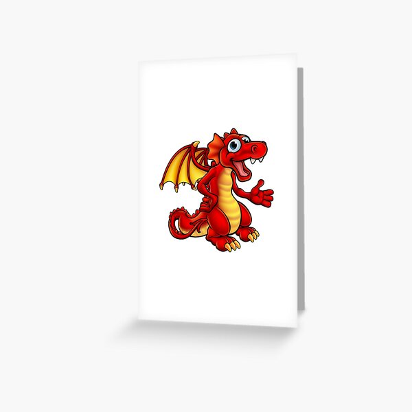 "Cartoon Cute Red Dragon" Greeting Card for Sale by cartoon-stories ...