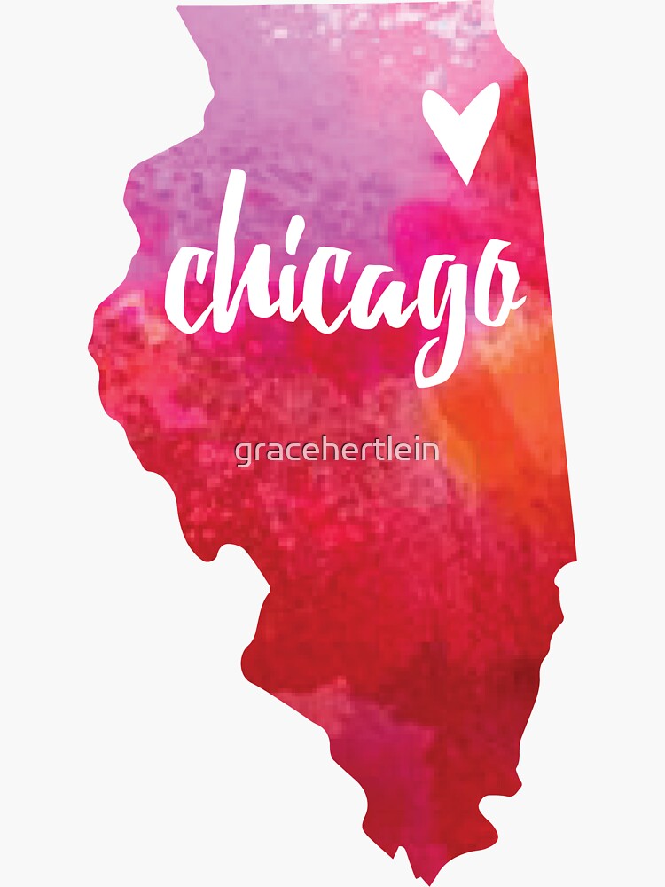 "Chicago [pink + orange]" Sticker by gracehertlein | Redbubble