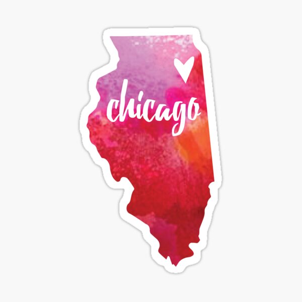 "Chicago [pink + orange]" Sticker by gracehertlein | Redbubble