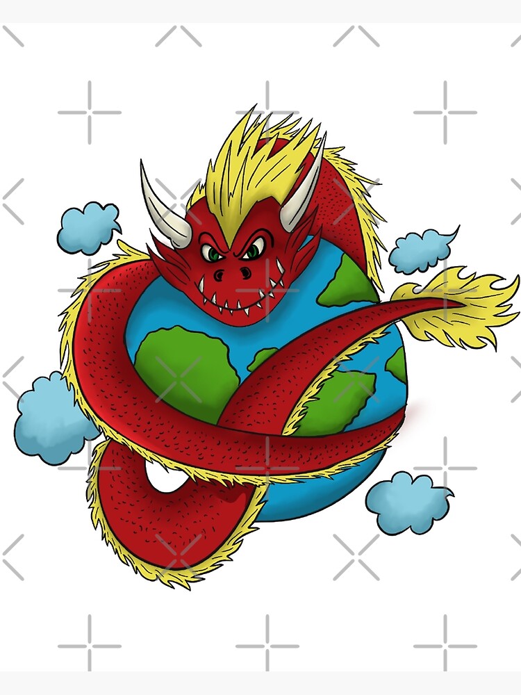 "Cartoon Cute Dragon Around Earth" Poster for Sale by cartoon-stories ...