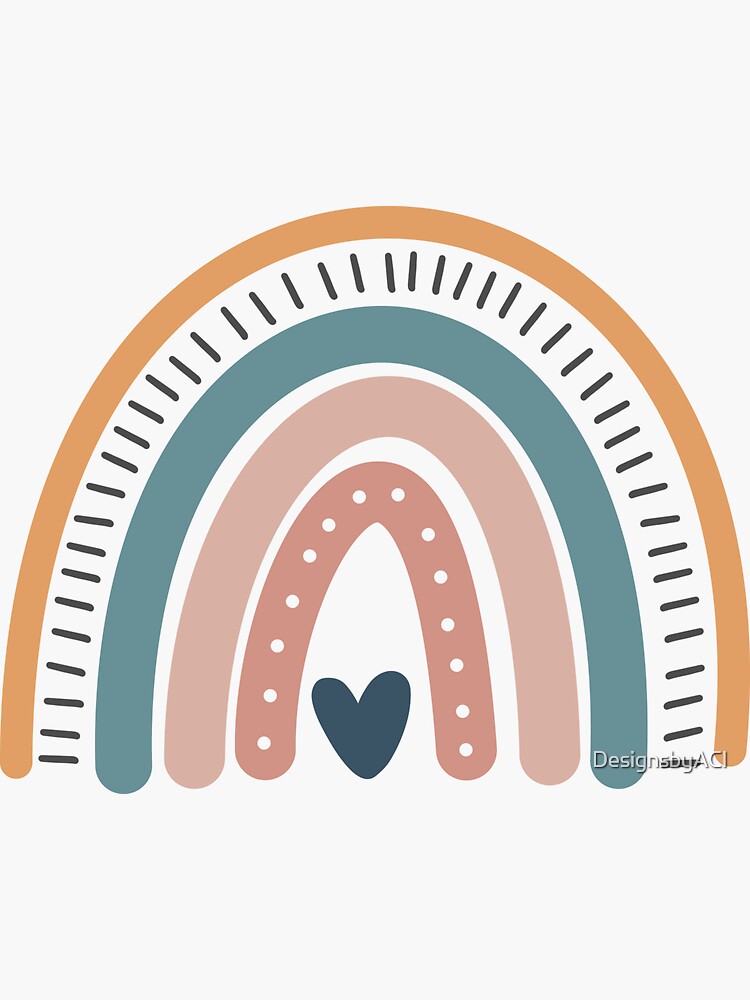 "Boho rainbow with a unique design with a heart, dots and a neutral ...
