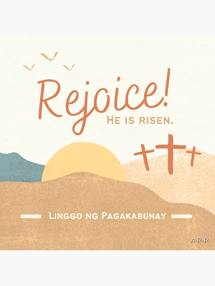 "Rejoice easter he is risen christ" Sticker by A-R-R | Redbubble