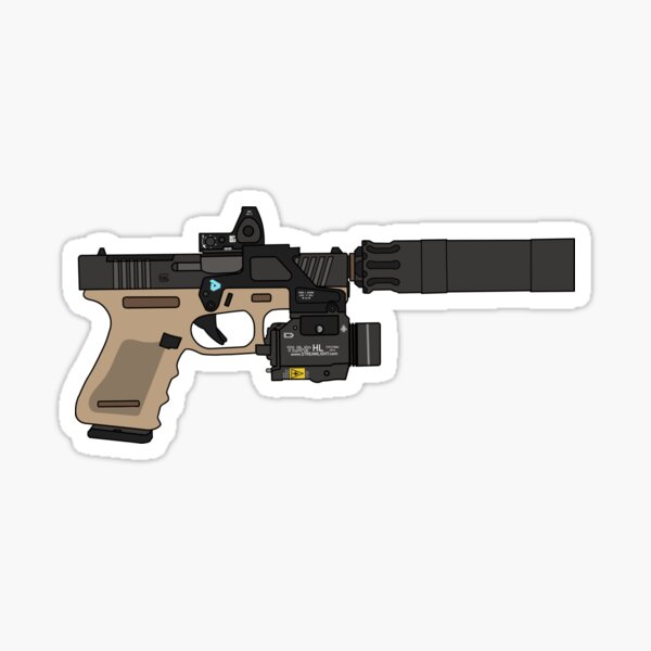 "Pistol Sticker" Sticker for Sale by GunartsbyChills | Redbubble