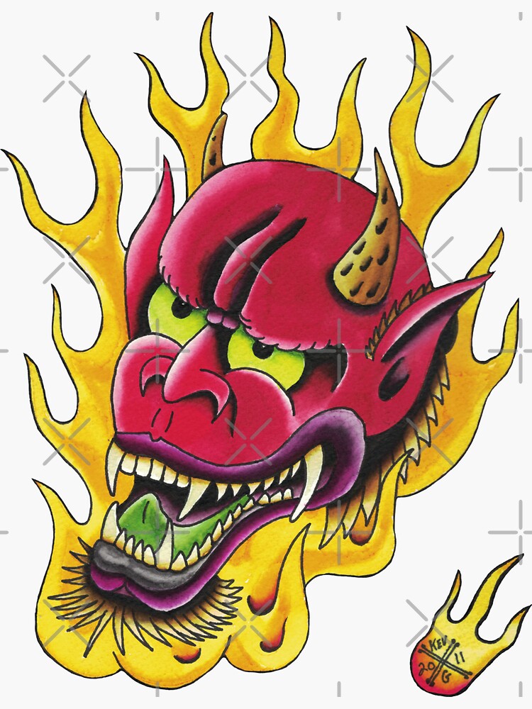 "Red Devil - Art By Kev G" Sticker by ArtByKevG | Redbubble