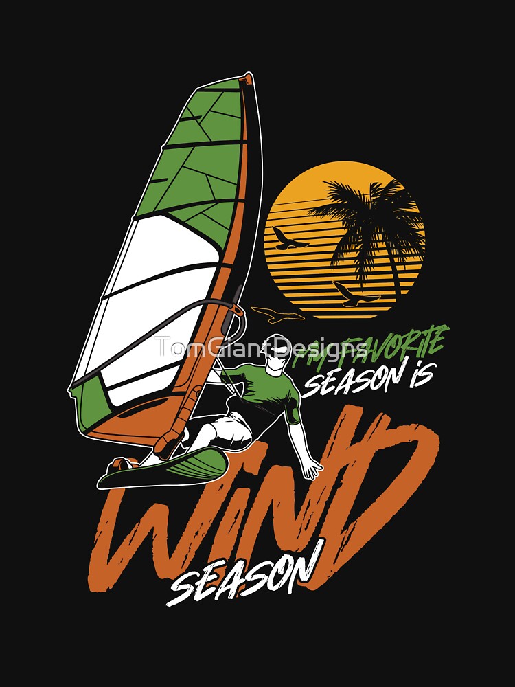 "Wind Season Windsurfing Windsurfer Sunset Ocean Wave Surfing" Classic ...