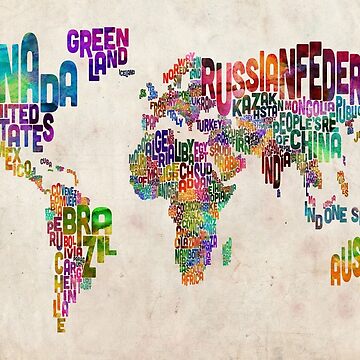 "Typography Text Map of the World Map" Art Print for Sale by MICHAEL ...