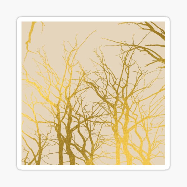"Gold Tree Branches Pattern Beige Background" Sticker for Sale by ...