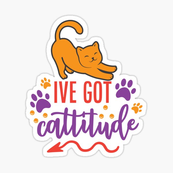 "Ive Got Cattitude | Minimalist Design" Sticker by EtherealCreate ...