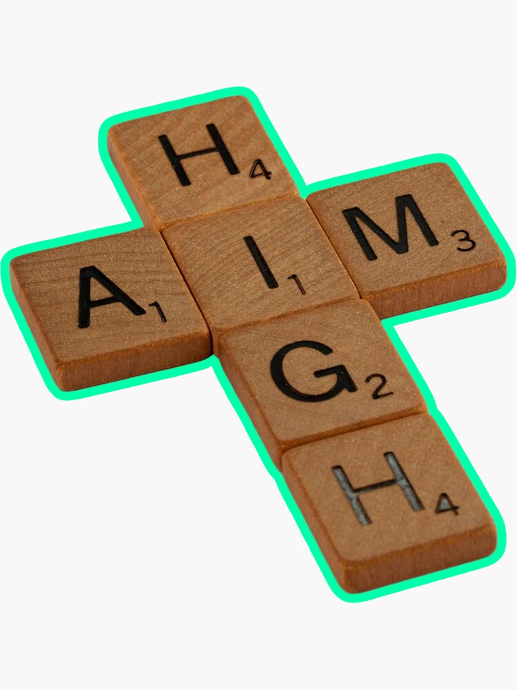 "AIM HIGH Inspirational Scrabble Quotes Motivational Success" Sticker ...