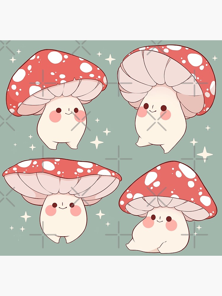 "Cute mushroom friends" Poster for Sale by Rihnlin | Redbubble