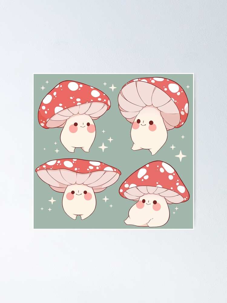 "Cute mushroom friends" Poster for Sale by Rihnlin | Redbubble