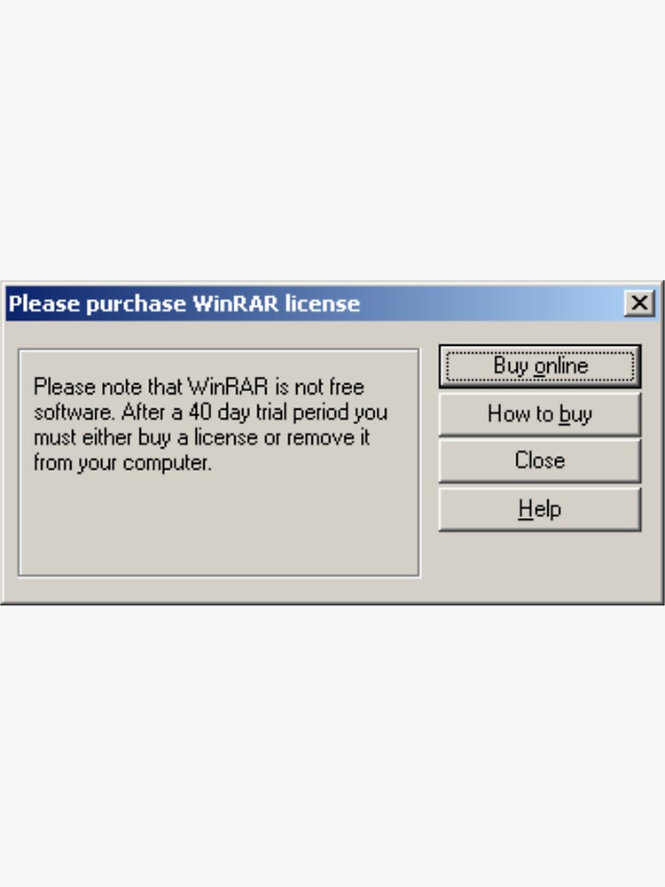 "winrar trial expired" Sticker by alpha-plaza | Redbubble