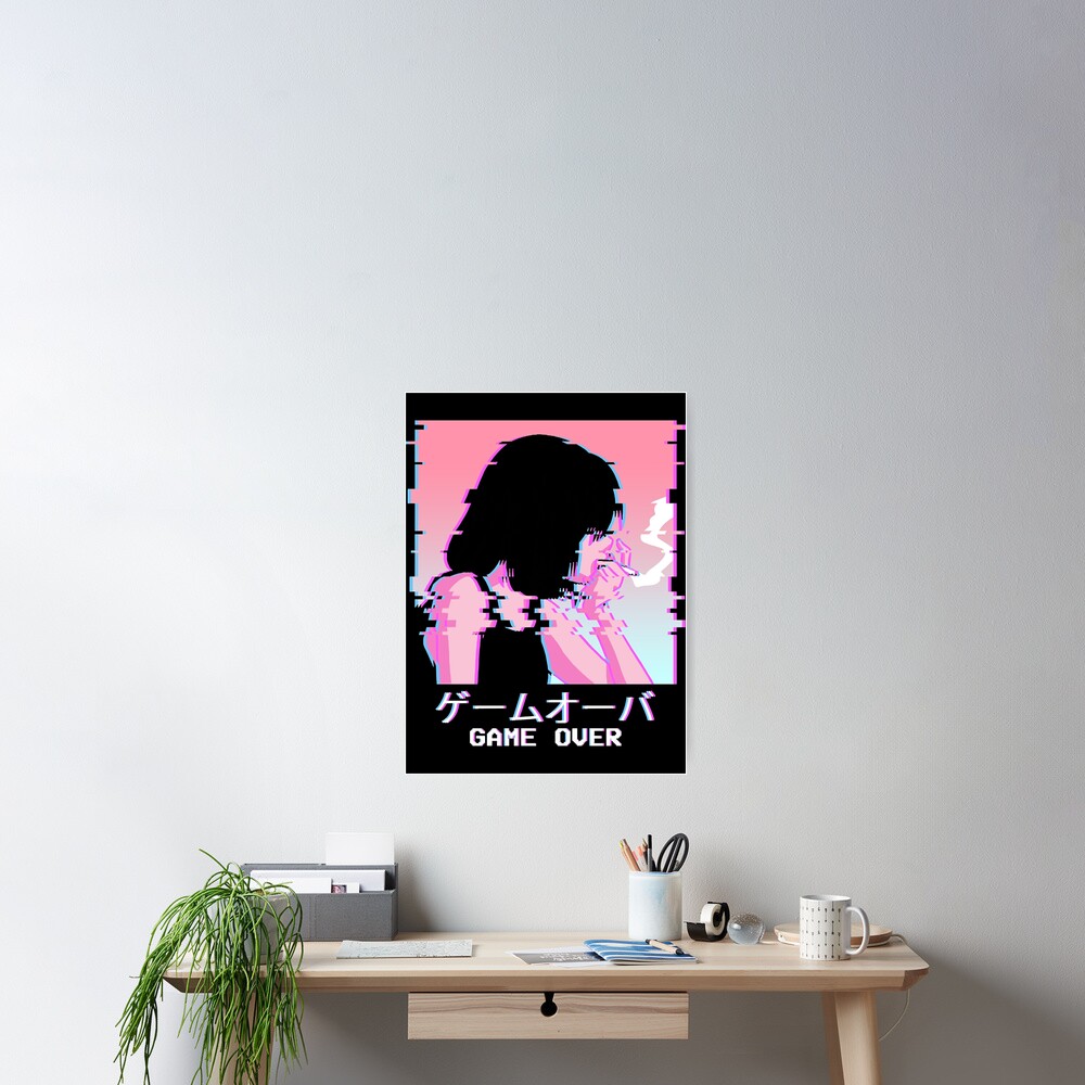 Póster «Game Over Waifu Triste Anime Chica Vaporwave Kanji» de ...