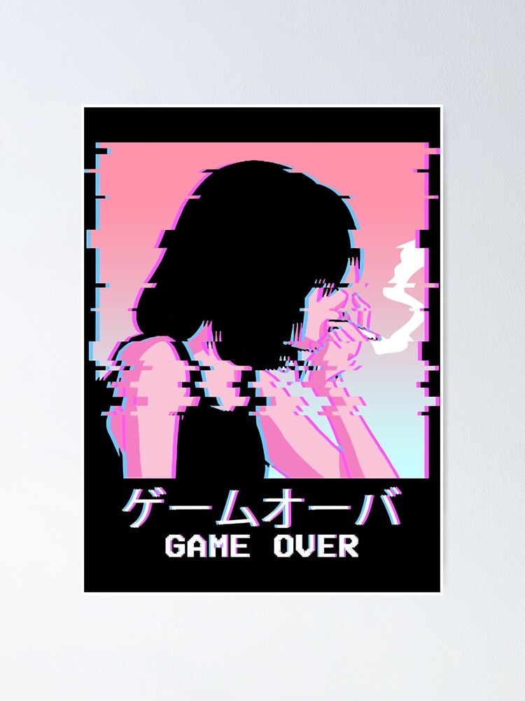 Póster «Game Over Waifu Triste Anime Chica Vaporwave Kanji» de ...