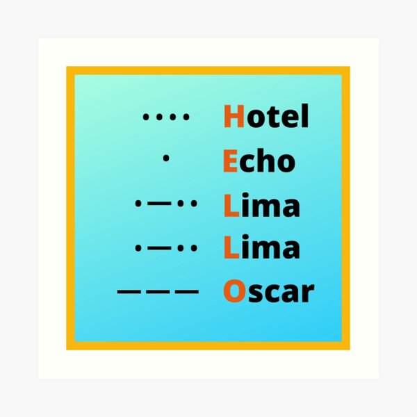 "Hello in Morse Code and Phonetics Alphabet" Art Print by MelloHDesigns ...