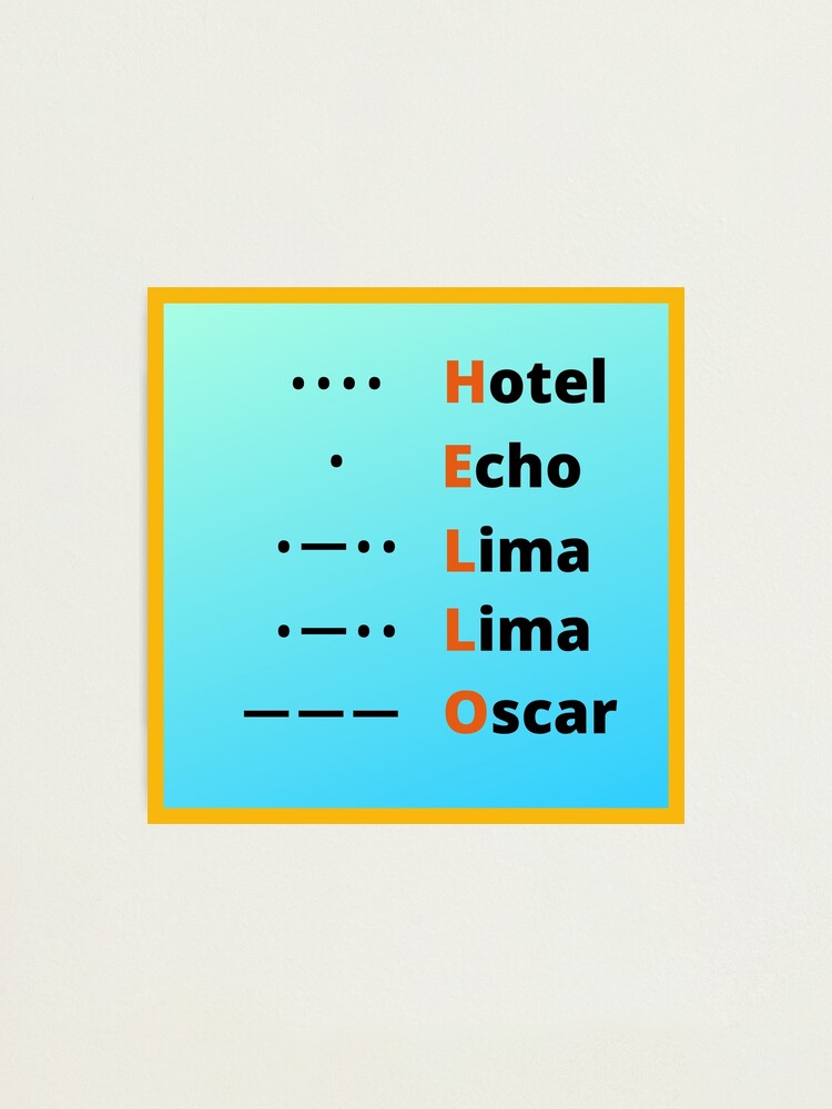 "Hello in Morse Code and Phonetics Alphabet" Photographic Print for ...