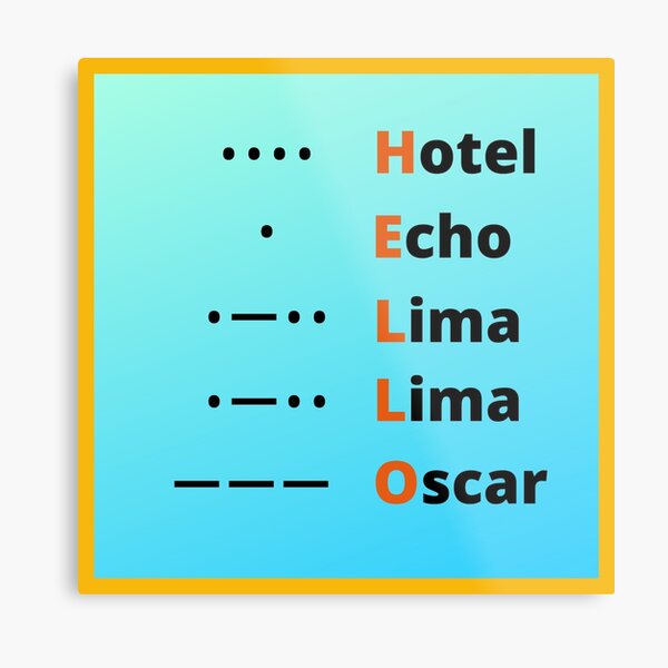 "Hello in Morse Code and Phonetics Alphabet" Metal Print by ...