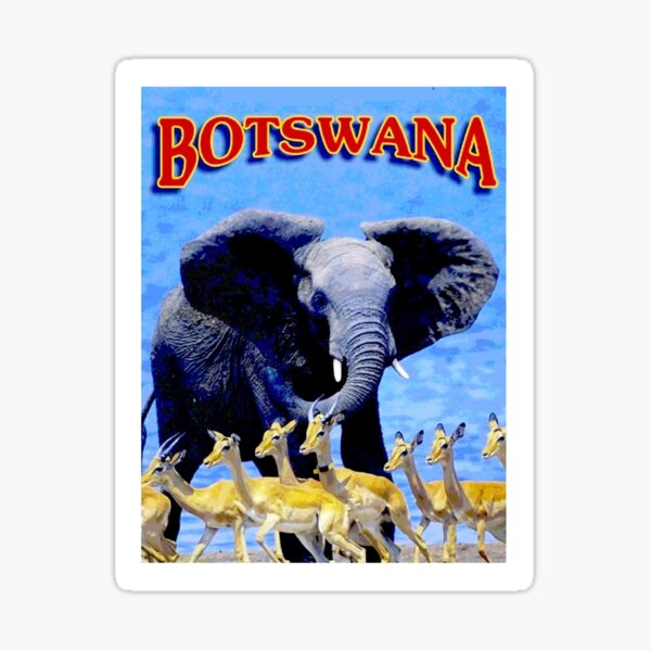 "BOTSWANA : Vintage Tourism Pride of Africa Print" Sticker by ...