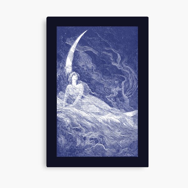 "Blue Moon Goddess - Crescent Moon Moon Goddess, Retro Luna in the ...