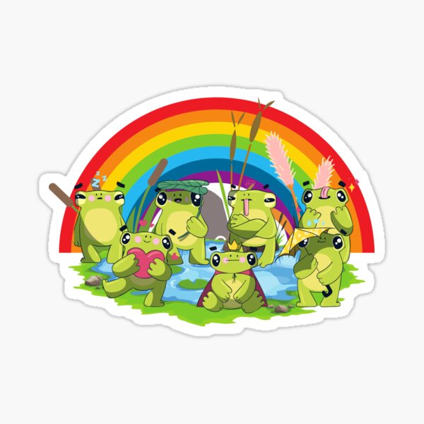"Rainbow Frogs" Sticker by Artworksco | Redbubble