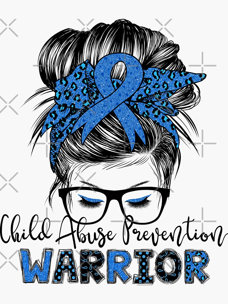 "Child Abuse Prevention warrior messy hair bun" Sticker for Sale by ...
