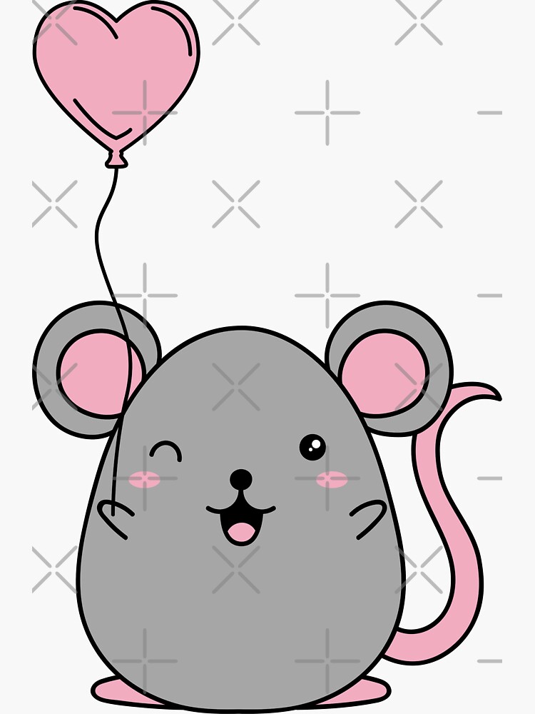 "Little Mousey - With Balloon" Sticker by JanviRamani | Redbubble