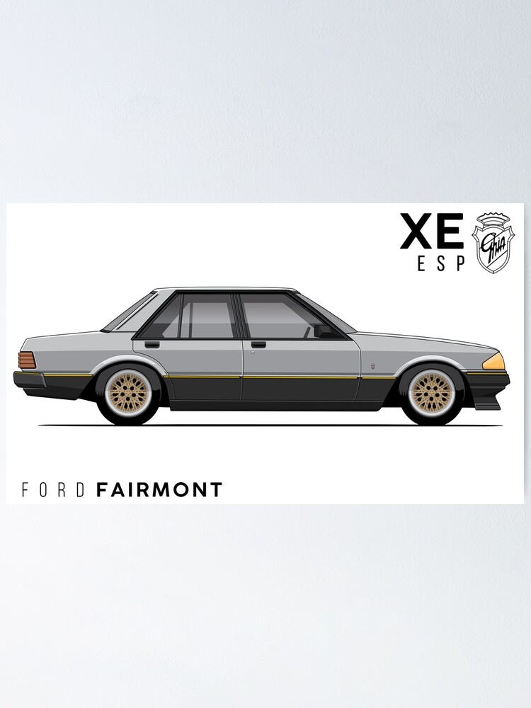 "Ford XE Fairmont ESP (silver)" Poster for Sale by mtsala illustrations ...
