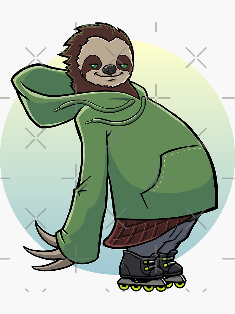 "Sloth Roller Blade skating" Sticker for Sale by jonmlam | Redbubble