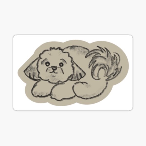 "Cute Fluffy Puppy (Single)" Sticker by Doodlebly | Redbubble