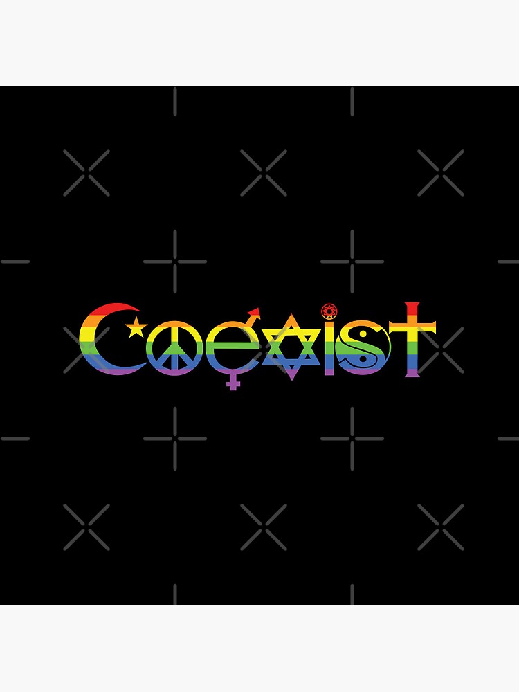 "Interfaith rainbow coexist, Equality hurts no one, equality, equal ...