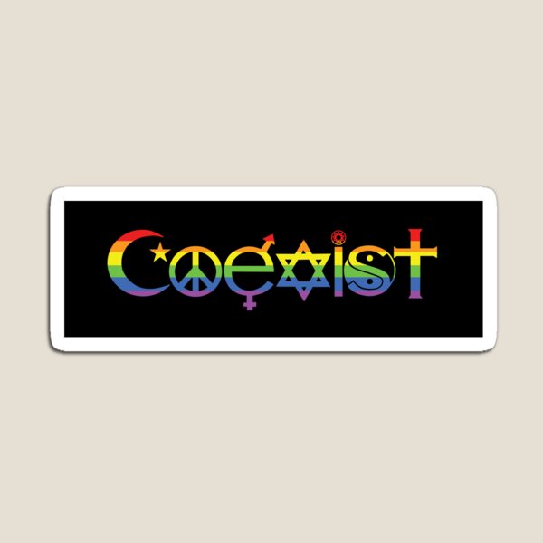 "Interfaith rainbow coexist, Equality hurts no one, equality, equal ...