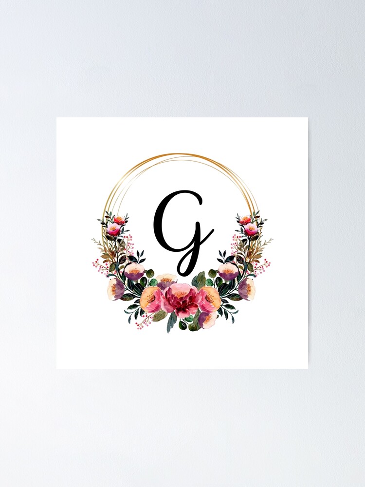 "Monogram with Pink Floral | Monogram Letter G" Poster for Sale by ...