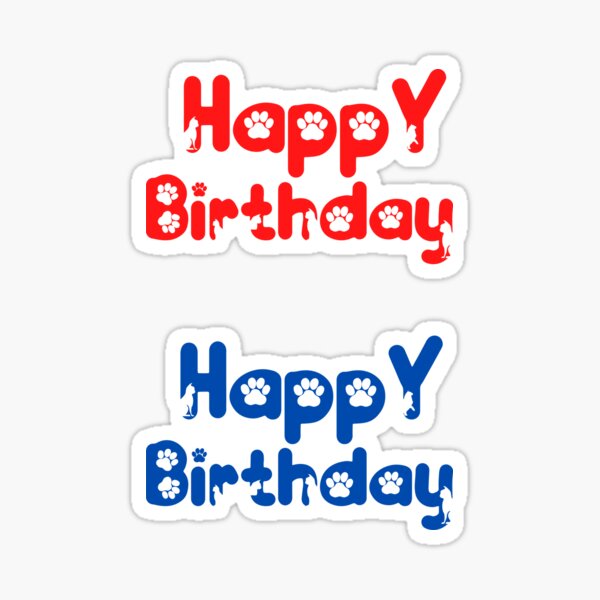"Happy birthday cat stickers - red and blue" Sticker by NatureArtUK ...