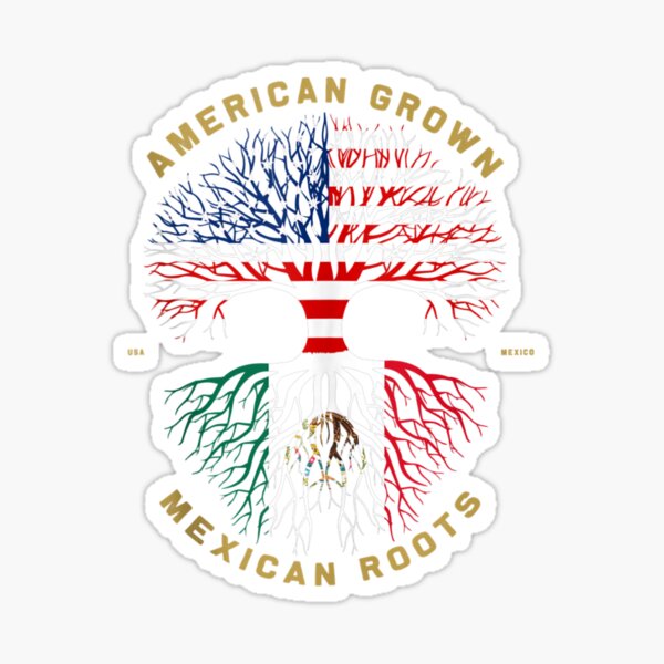 "American Grown With Mexican Roots Tree USA Flag Unique" Sticker for ...