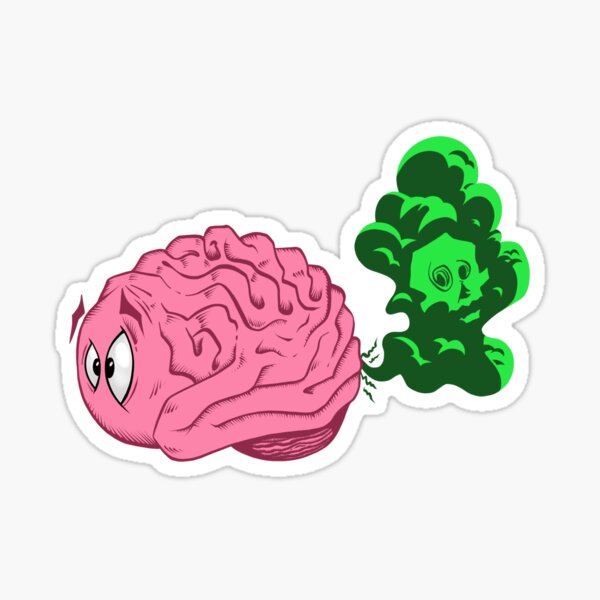 "Brain Fart Cartoon" Sticker for Sale by DrawnBadlyArt | Redbubble